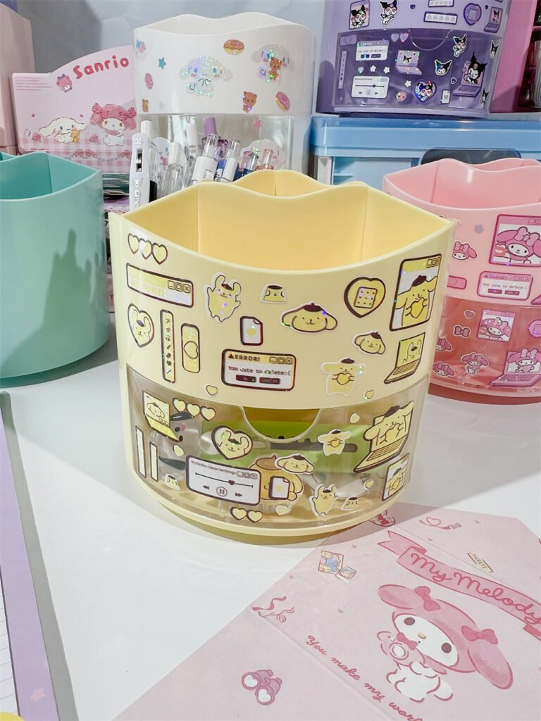 Kawaii Sanrio Desk Rotating Pen Holder with DIY Stickers – LoliFairies ...