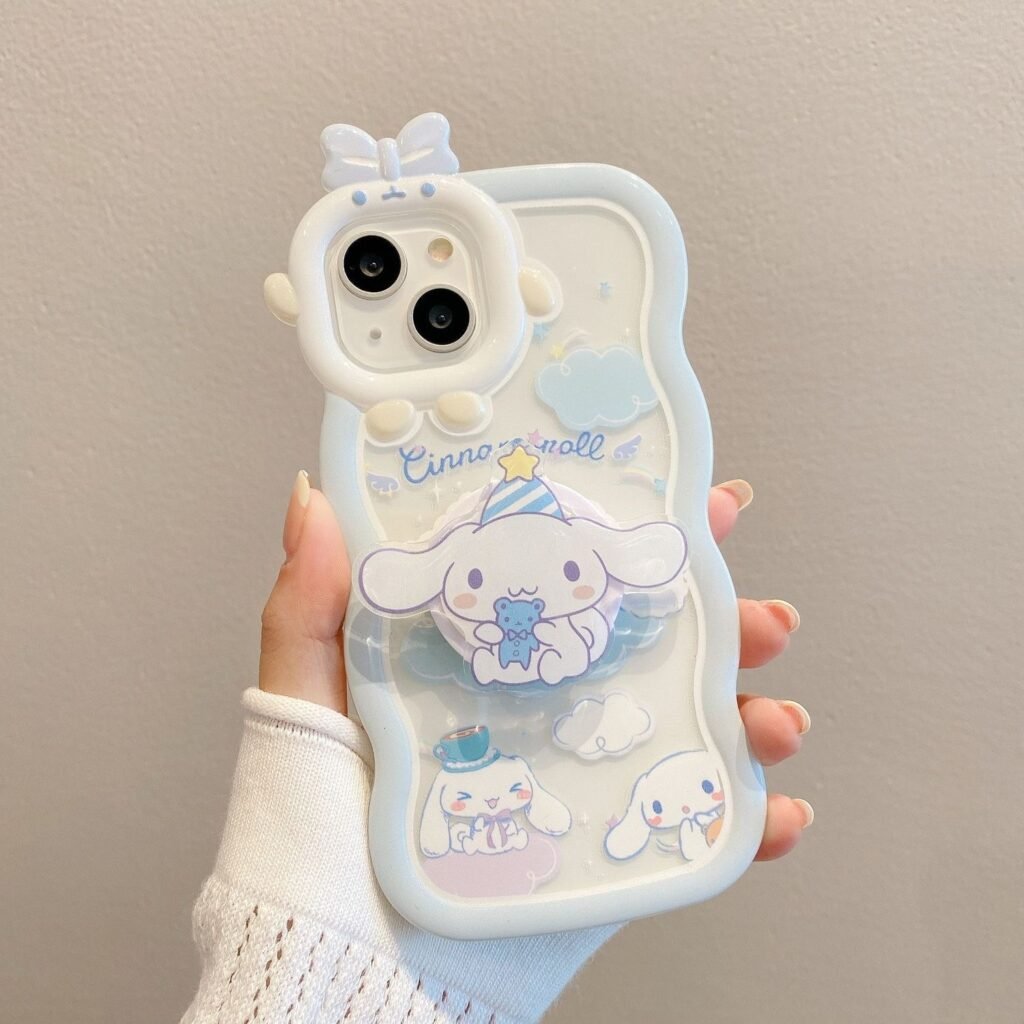 Kawaii Sanrio Cinnamoroll Pop Socket iPhone Case with Keychain ...