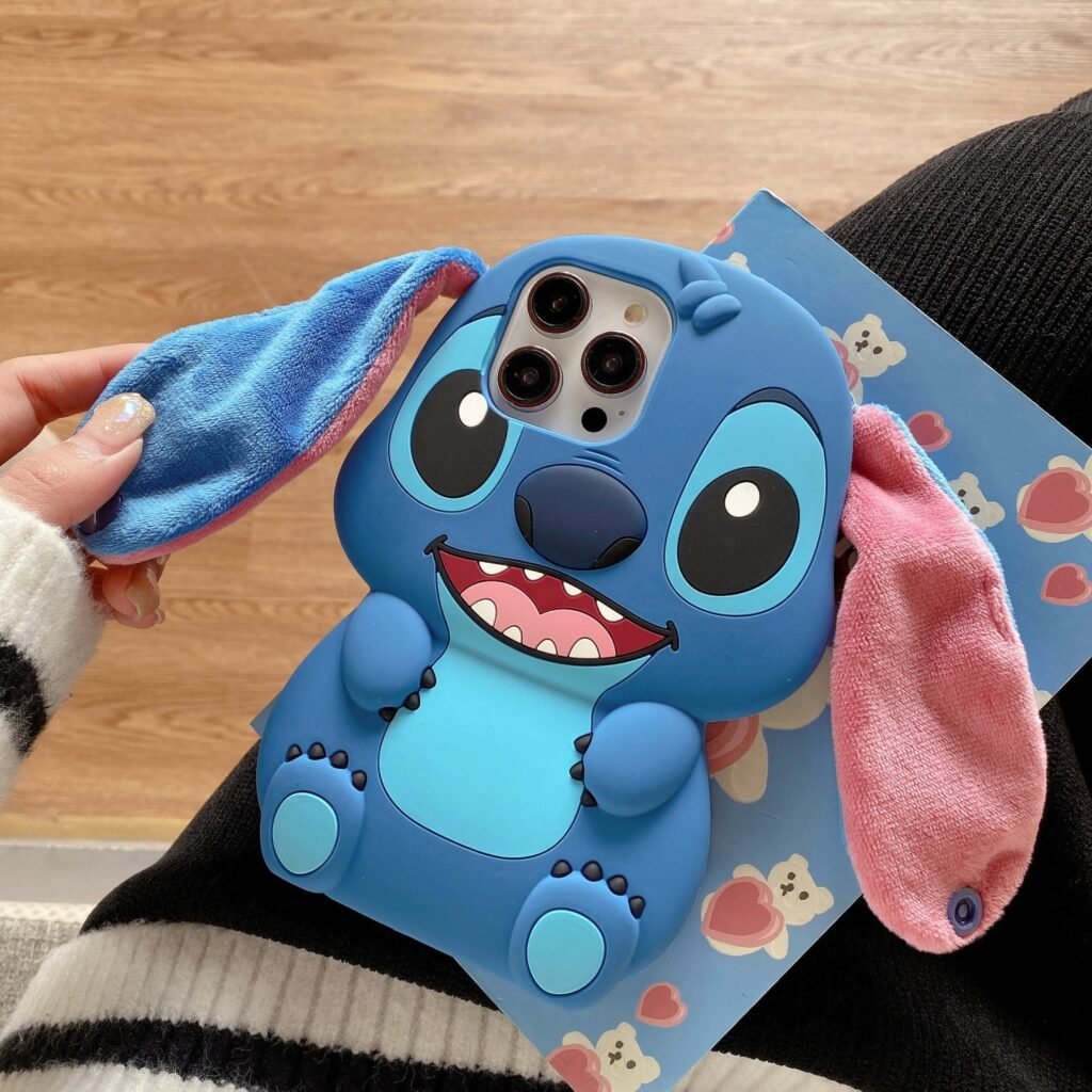 Cartoon Disney Stitch Plush Ears 3D iPhone Case – LoliFairies Kawaii Shop