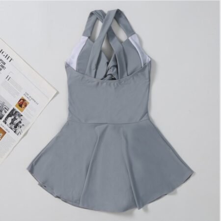 V-Neck Halterneck Backless Tummy Control Swim Dress – LoliFairies ...